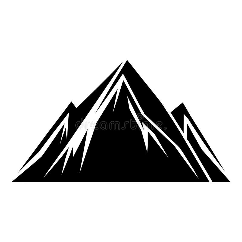 Mountain Icon. Black Graphic Icon of a Majestic Mountain Range with ...