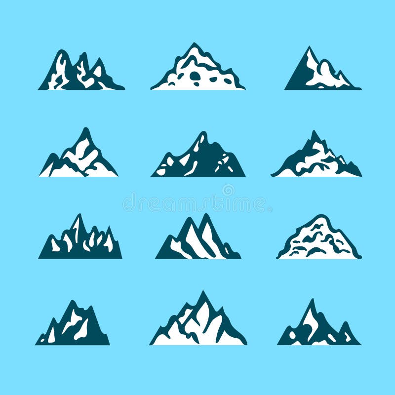 Mountain Icon Brush Hand Made Stroke Ink Design Element Silhouette ...