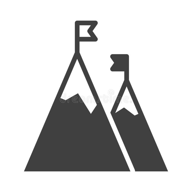 Mountain Icon. Simple Isolated Image of Two Mountain Peaks with Flags ...