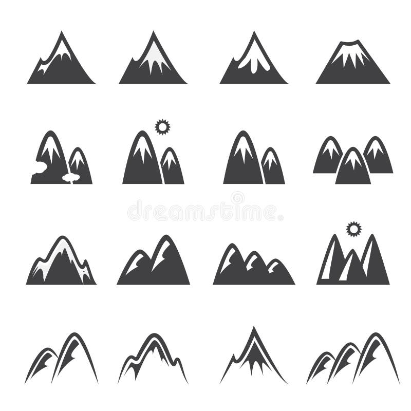 Mountain icon clipart set stock vector. Illustration of design - 30901181