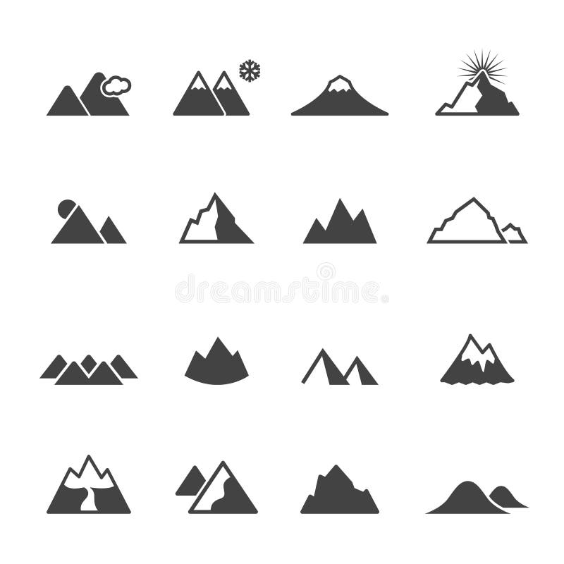 Set of Mountain Icons Vector Illustration Stock Vector - Illustration ...