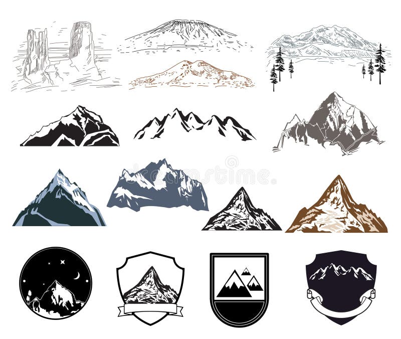 Mountain icon clipart set stock vector. Illustration of design - 30901181