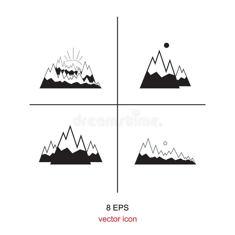 Mountain Icons Set stock vector. Illustration of sign - 75911584