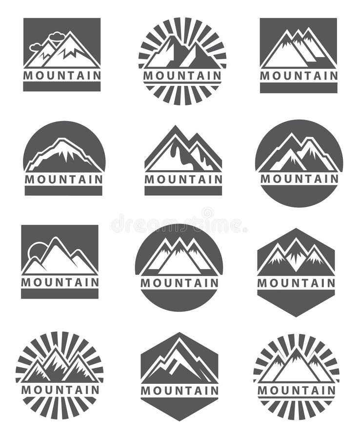 Mountain Icons Set stock vector. Illustration of symbol - 36011350