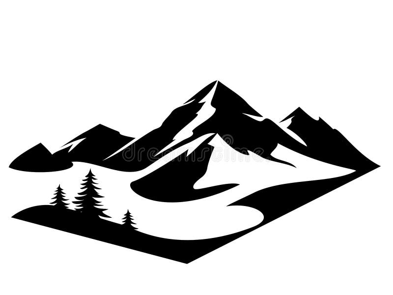 Mountain Icons Set on White Background. Vector Stock Vector ...