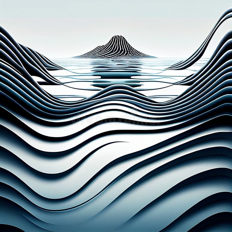 Mountain Illustration with Simplicity Visual Lines Stock Illustration ...