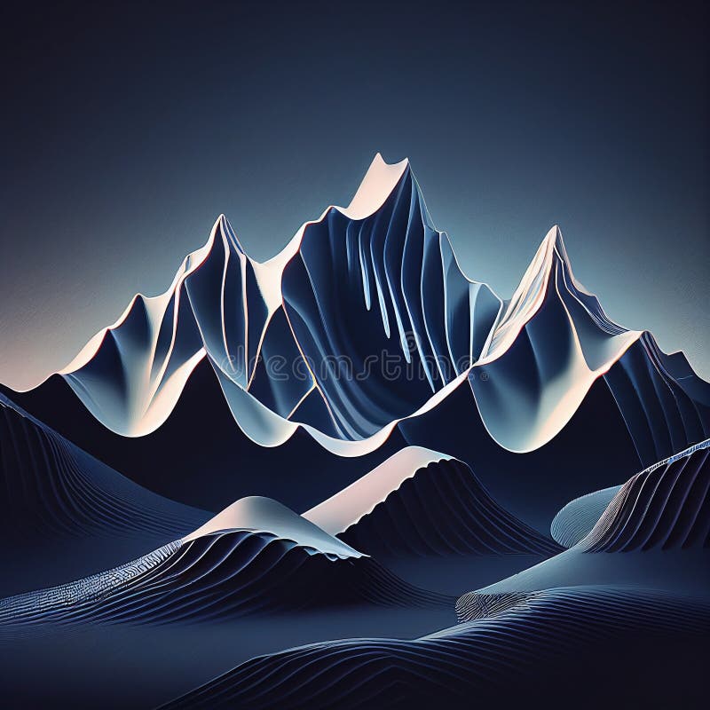 Mountain Illustration with Simplicity Visual Lines Stock Illustration ...
