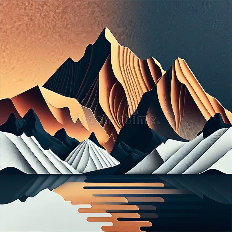Mountain Illustration with Simplicity Visual Lines Stock Illustration ...