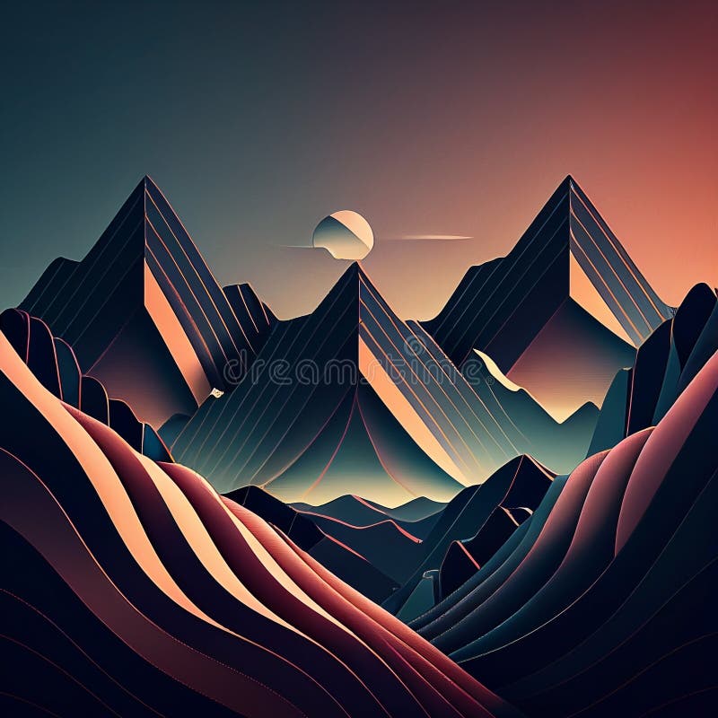 Mountain Illustration with Simplicity Visual Lines Stock Illustration ...