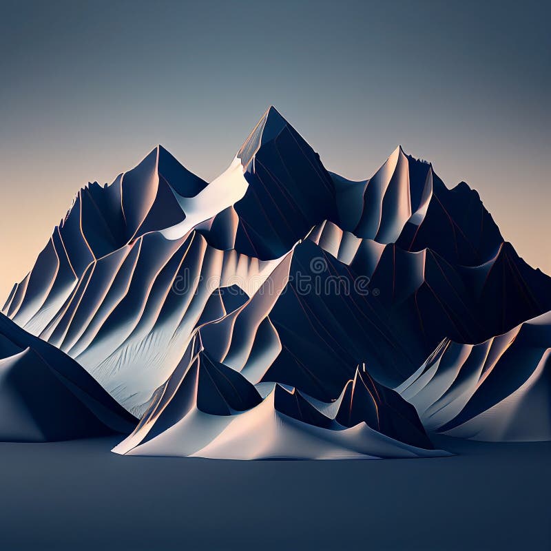 Mountain Illustration with Simplicity Visual Lines Stock Illustration ...