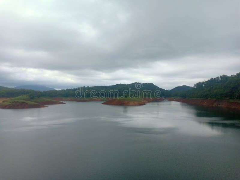Mountain and Kulamavu Dam in Kerala Stock Image - Image of reservoir ...