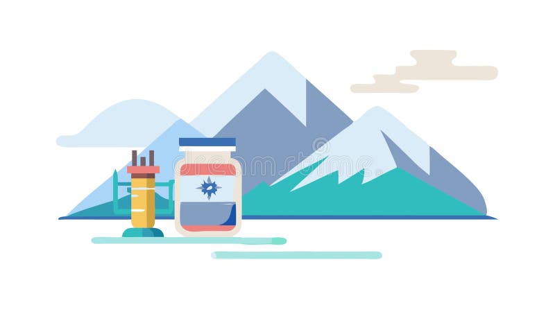 Mountain with Lab Elements, Scientific Exploration Vector Design ...