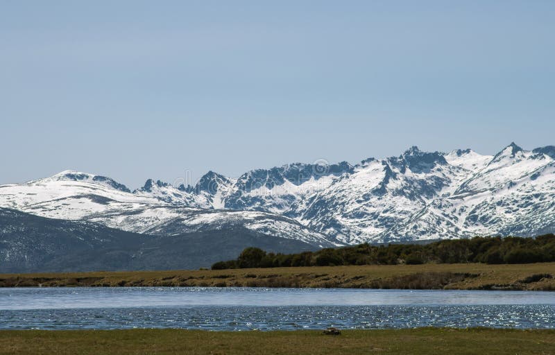 Mountain Lagoon with View at the Bottom of a Snowy Mountain Range ...