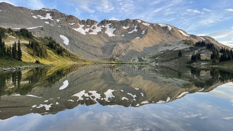 Mountain lake stock image. Image of hiker, leaf, capped - 255248867