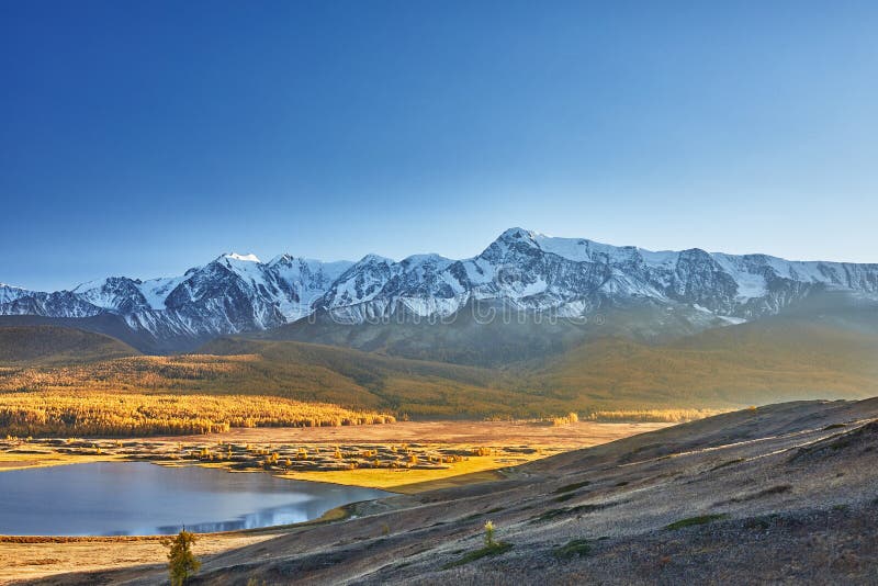 Mountain Lake, Altai Mountains. Stock Image - Image of clouds, glaciers ...