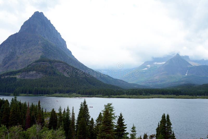Mountain Lake Flows Cliffs Glacier National Park Stock Photos - Free ...