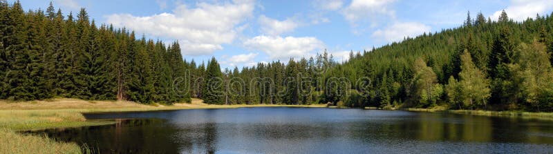 Autumn lake panorama stock image. Image of campground - 2170261