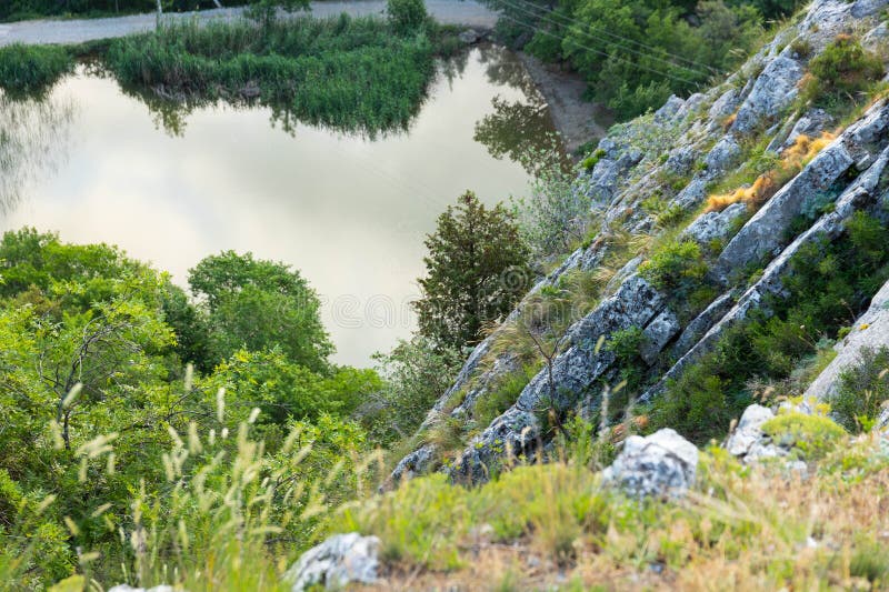 Mountain Lake with Gray Rocks, Top View. Landscape Stock Photo - Image ...