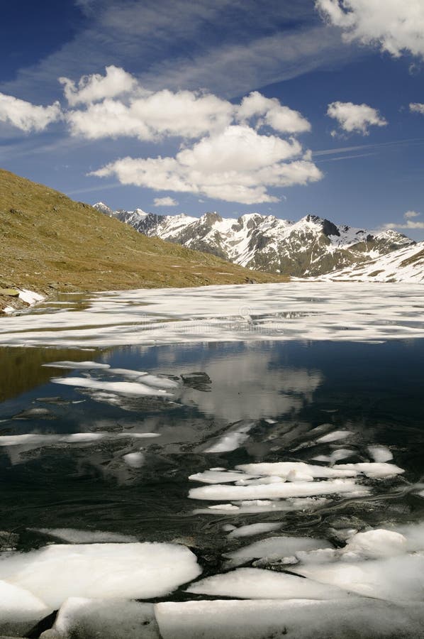 Mountain Lake with Ice Floes in Mountains Stock Photo - Image of clear ...