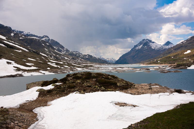 Mountain Lake with Ice in Switzerland in Spring Stock Image - Image of ...