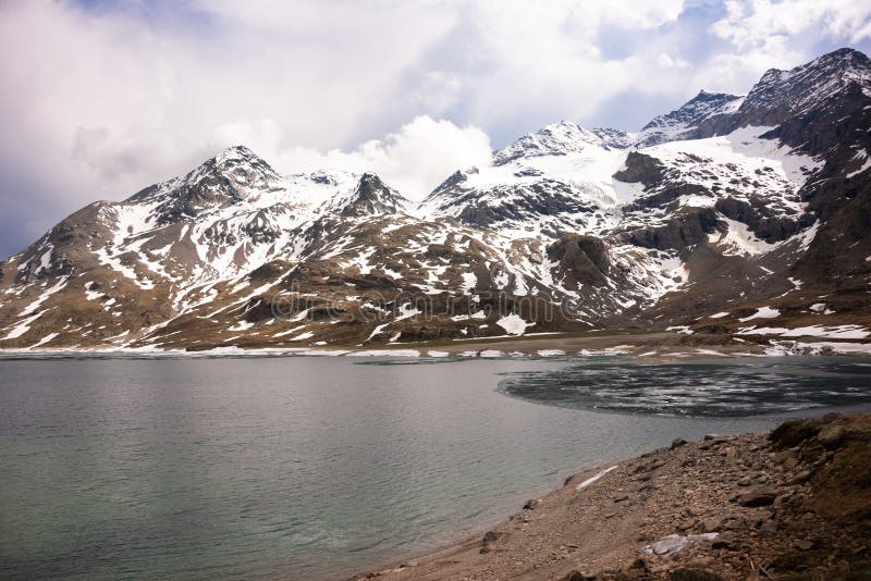 Mountain Lake with Ice in Switzerland in Spring Stock Image - Image of ...