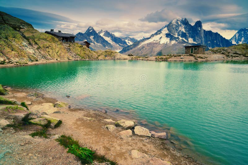 Mountain Lake. Lac Blanc, Chamonix Stock Image - Image of chamonix ...