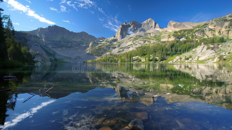 Mountain Lake with Mirror-like Surface Stock Illustration ...