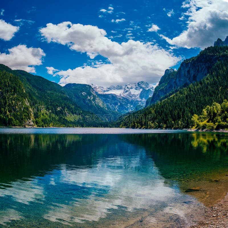 Mountain Lake between by Mountains Stock Photo - Image of river, hill ...
