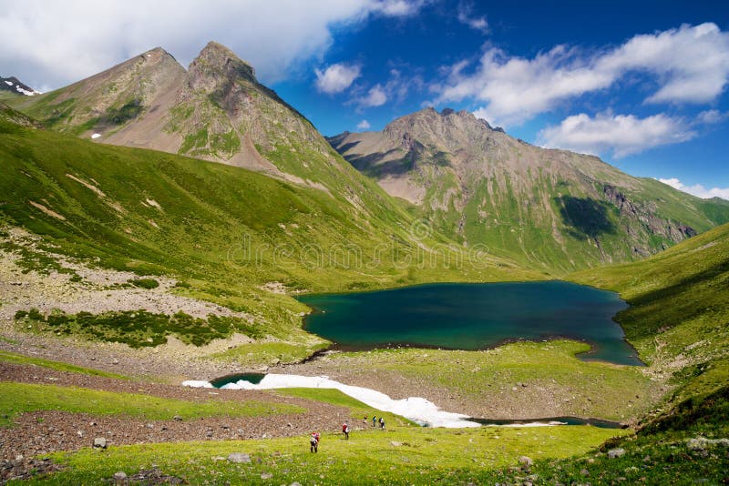 Mountain Lake in the Mountains of Western Caucasus Stock Image - Image ...