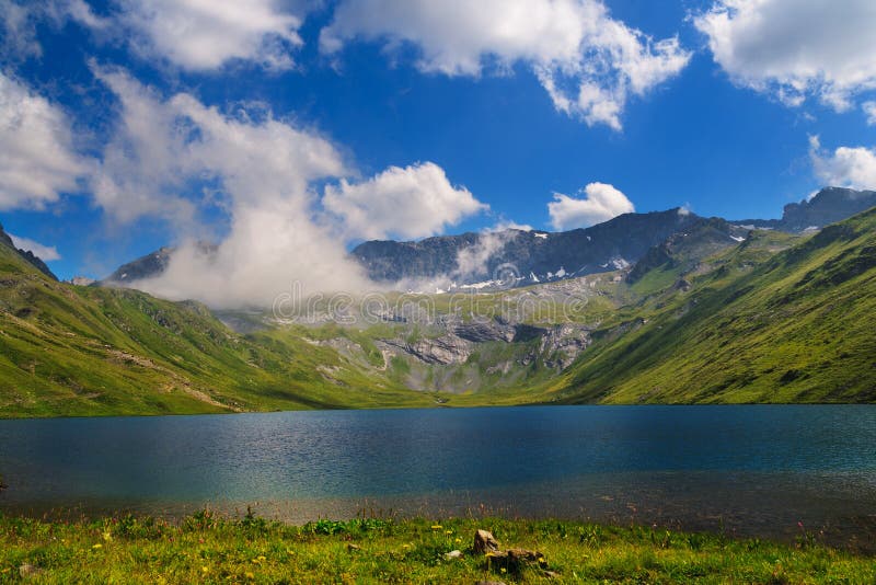 Mountain Lake in the Mountains of Western Caucasus Stock Photo - Image ...