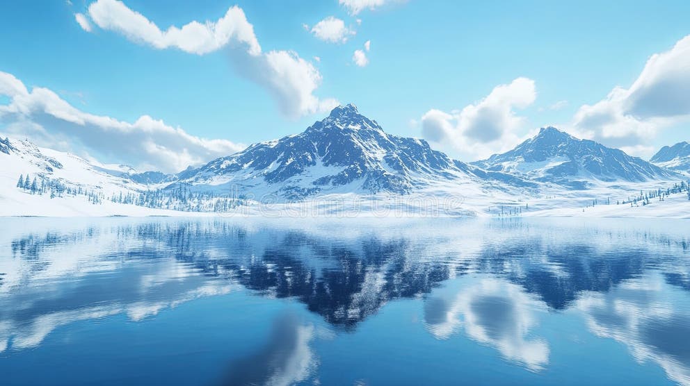 Mountain Lake Reflection, Realistic, Cinematic Light, Sharp Focus ...