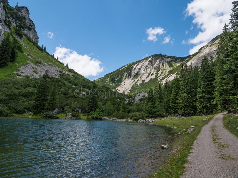 The Mountain Lake Soinsee in Tyrol, Bavaria Stock Photo - Image of ...