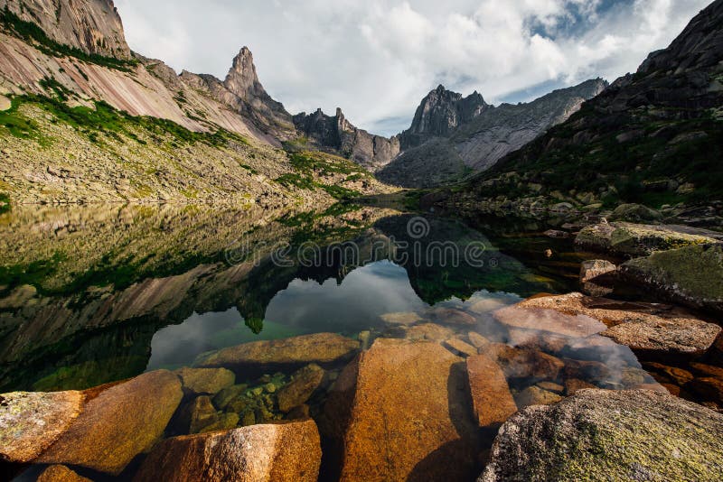Mountain Lake of Mountain Spirits Overlooking the Cliffs Stock Image ...