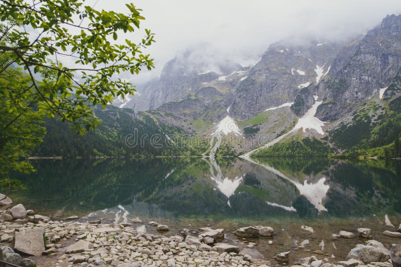 Mountain lake in summer stock image. Image of spectacular - 79499481