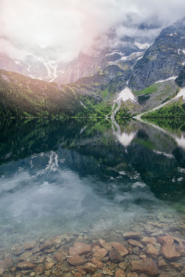 Mountain lake in summer stock photo. Image of mountains - 80302026