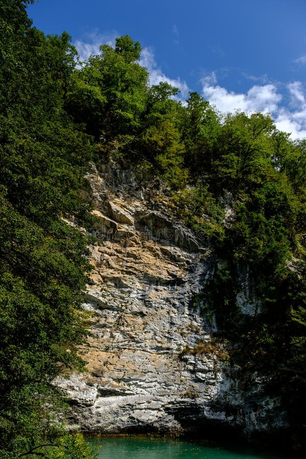 Mountain Lake Under the Cliff in Sunny Day Stock Image - Image of view ...