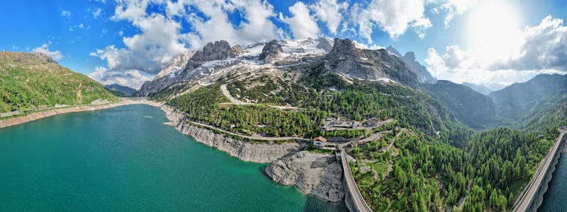 Mountain Lake View from Above, Panorama Stock Image - Image of italian ...