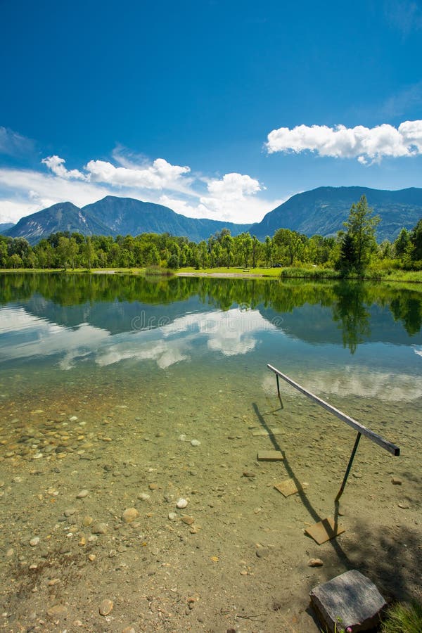Mountain Lake View. Ferlacher Badesee Stock Image - Image of ...