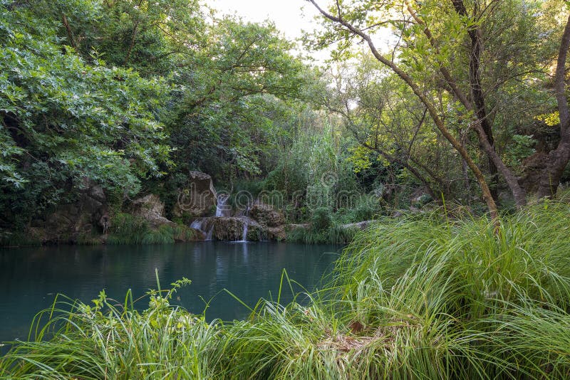 Mountain Lake and Waterfall in Polilimnio Area in Messinia, Greece ...