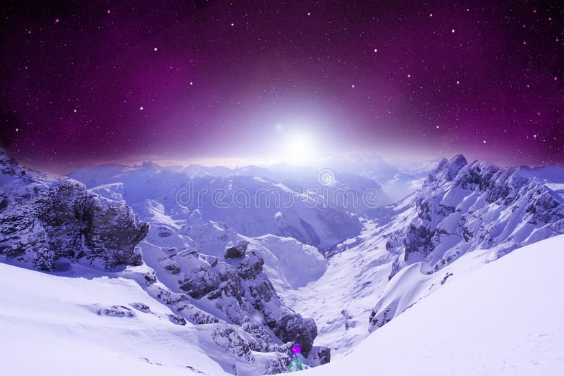 Mountain Land and Sky Abstract Stock Photo - Image of galaxy, nebula ...