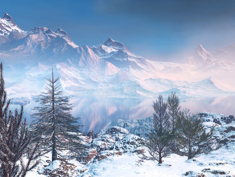 Ice Age Neanderthal Hunter in a Snow Storm - Digital Painting Stock ...