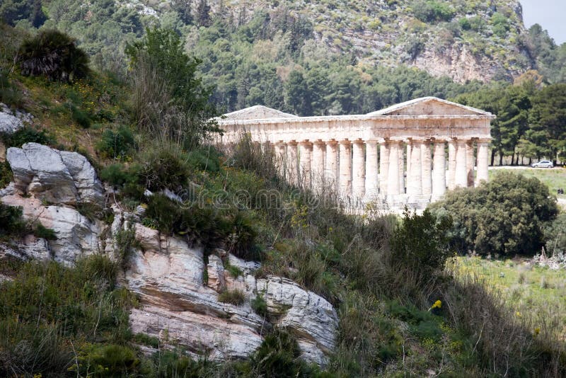 Mountain Landscape with Ancient Greek Temple Stock Image - Image of ...