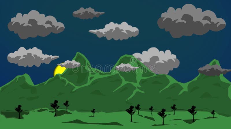 2D Animated Mountains Landscape Night To Day. Stock Video - Video of ...