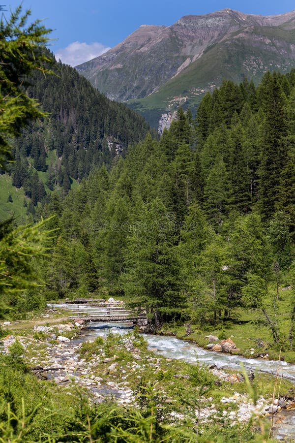 Mountain Landscape with Beautiful Stream in Alps Stock Image - Image of ...