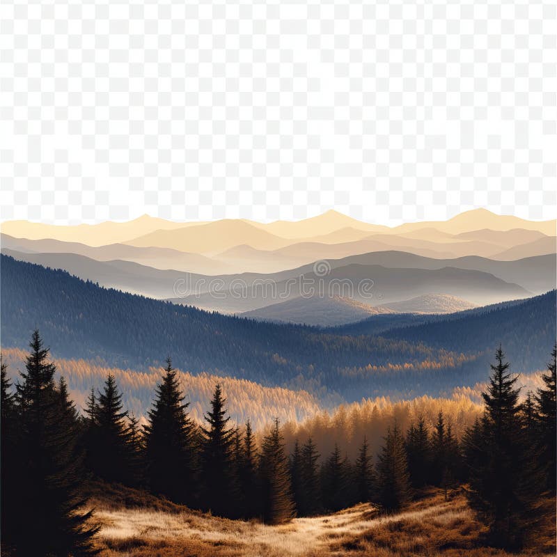 Mountain Landscape with Coniferous Forest. Vector Illustration Stock ...