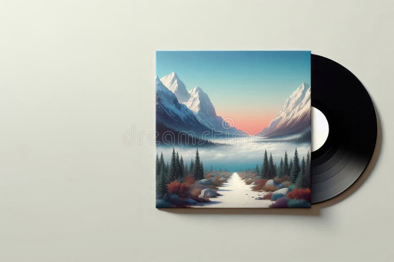 Mountain Landscape on the Cover of a Vinyl Record. Space for Text ...