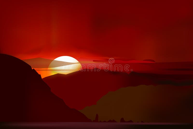 Mountain landscape. Dawn stock vector. Illustration of creative - 338906108