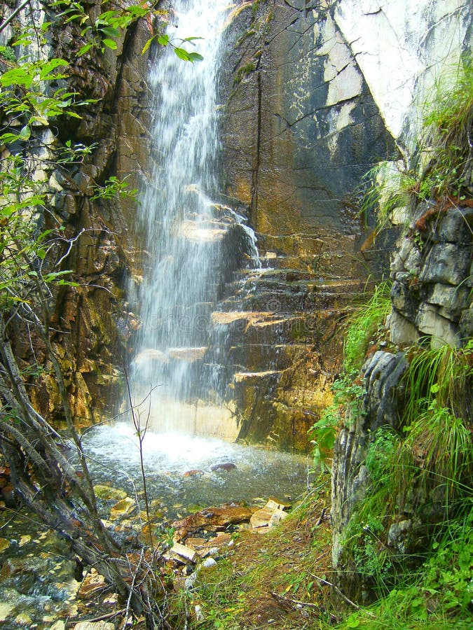 Mountain Landscape. Deep Gorge, Along the Bottom of Which Flows the ...