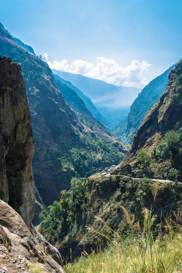 Mountain Landscape with a Deep Gorge in the Himalayas. Stock Image ...
