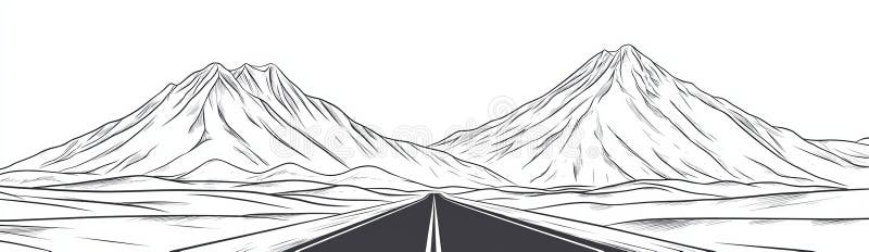 The Mountain Landscape is Depicted Using a Single Continuous Line Stock ...